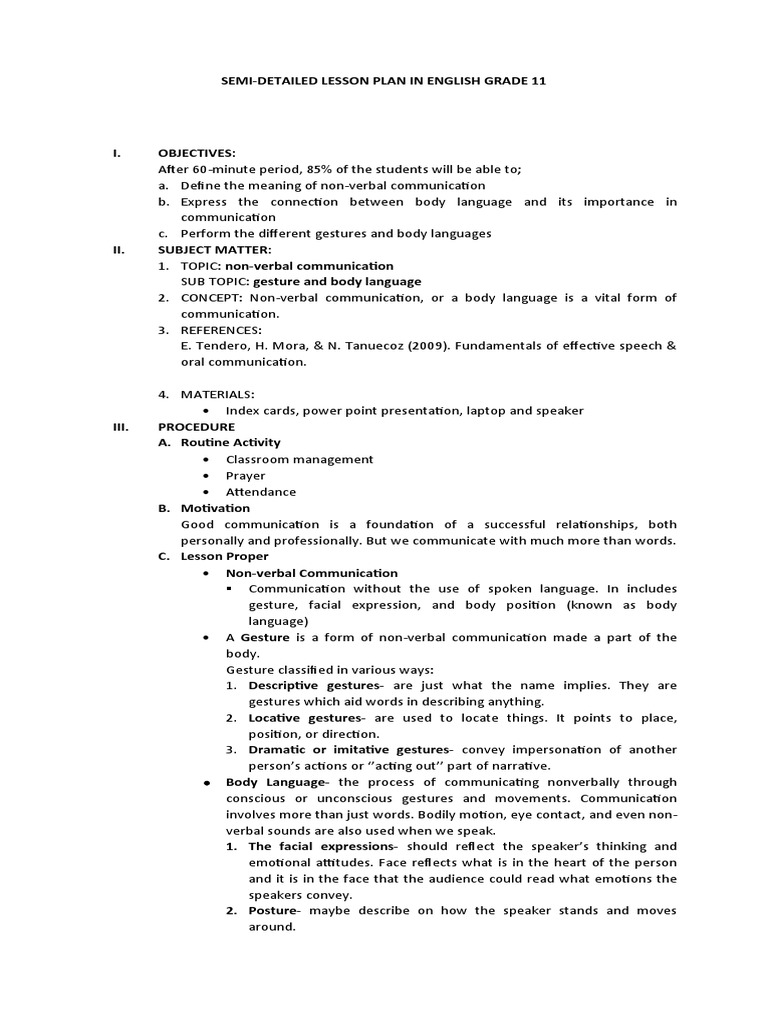 A Semi-Detailed Lesson Plan in English 11 | PDF