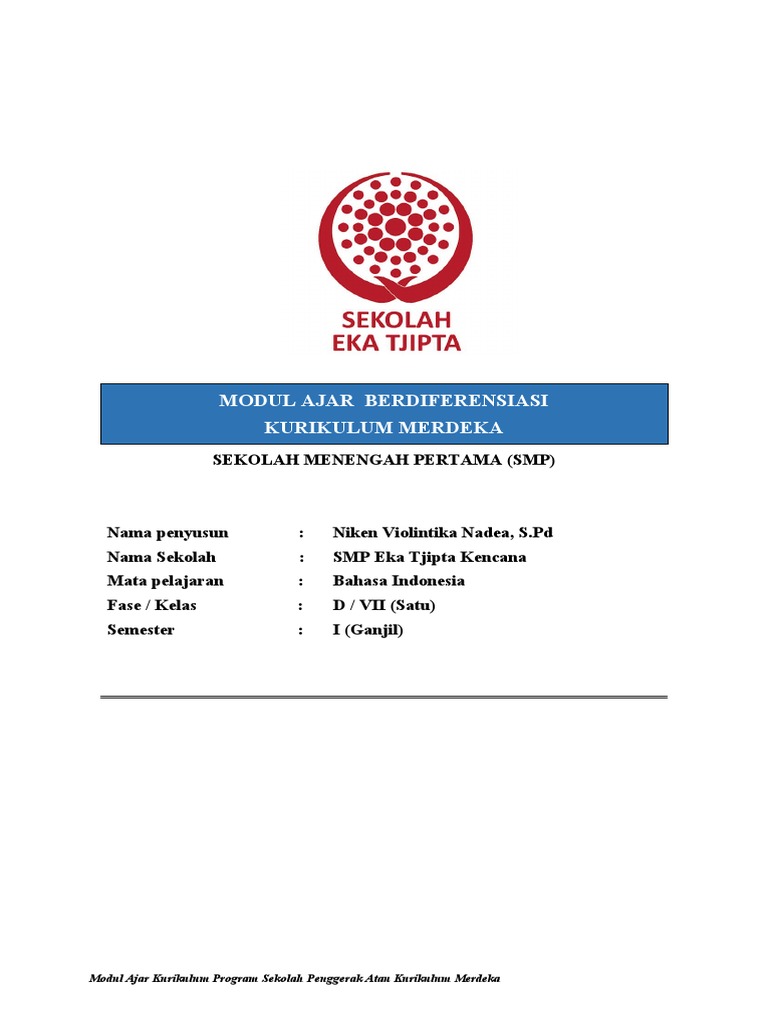MODUL AJAR DIFERENSIASI B.INDO KELAS VII Niken | PDF