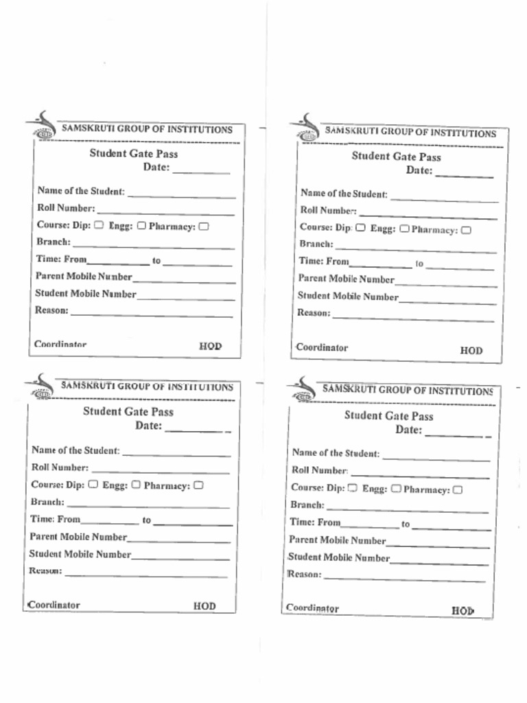 Student Gate Pass New | PDF