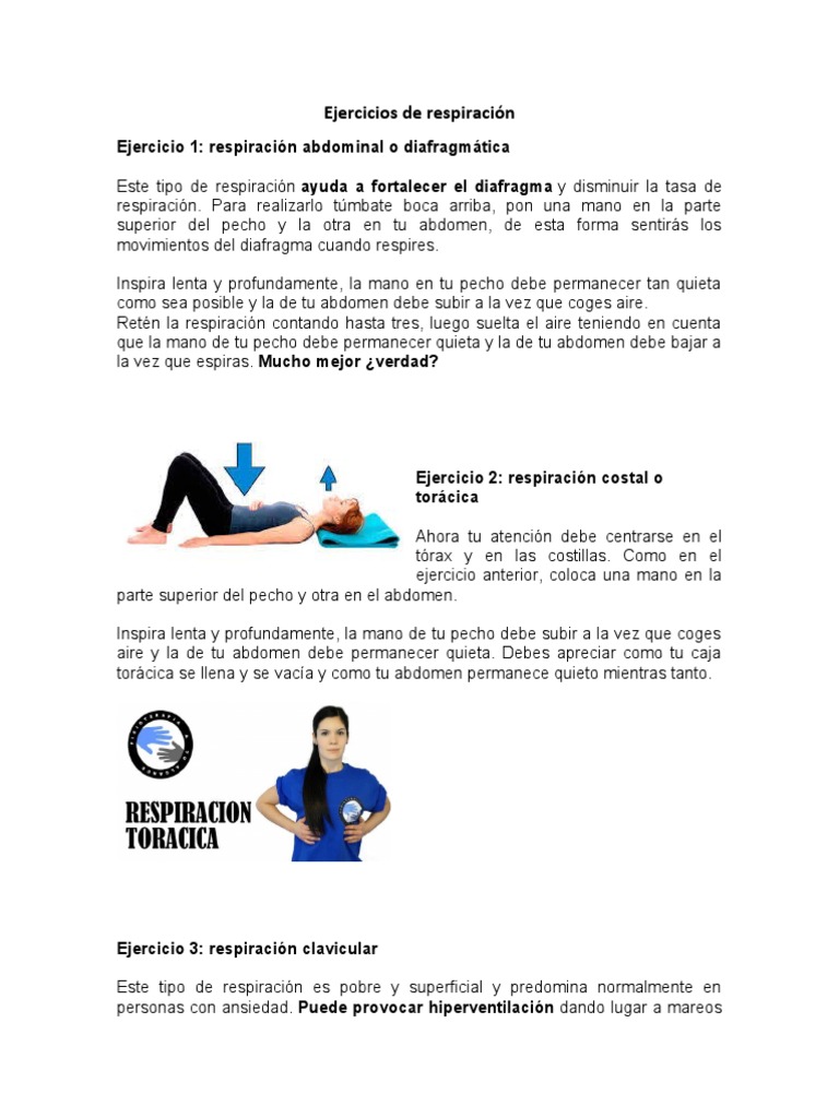 Ejercicios de Respiracion | PDF | Respiración | Abdomen