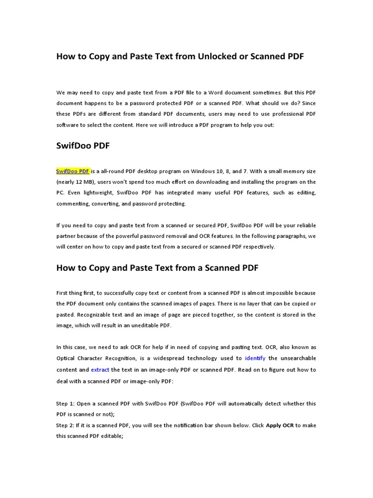 Copying Text from Secured PDFs | PDF | Optical Character Recognition | Image Scanner
