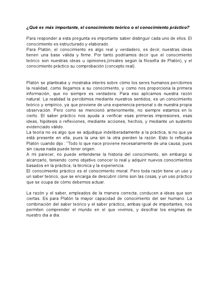 ¿Que Es Más Importante, El Conocimiento Teórico o El Conocimiento ...