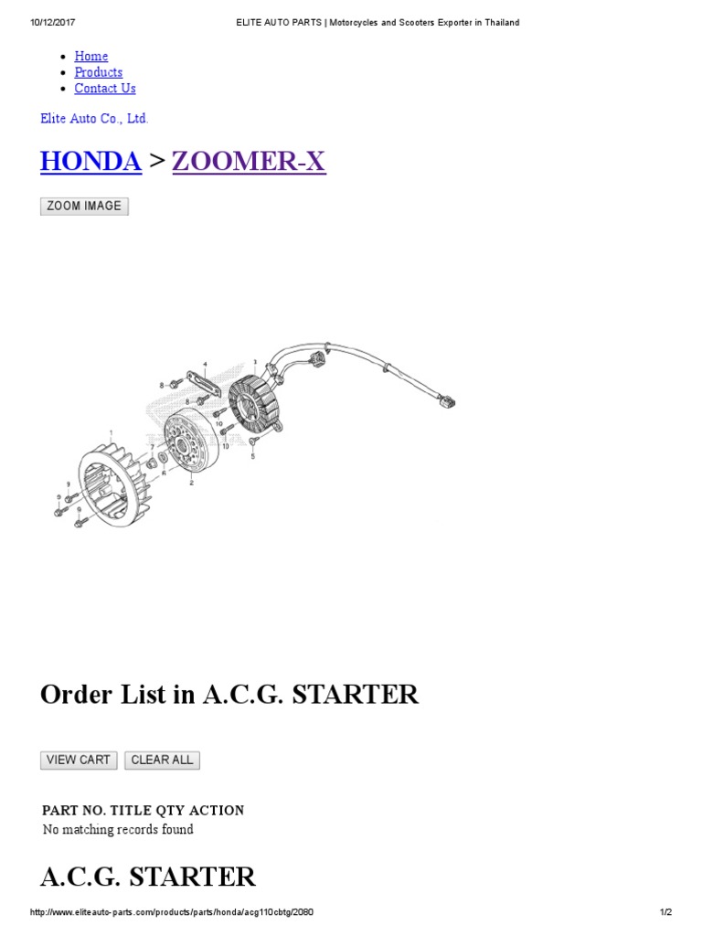 ELITE AUTO PARTS Zoomer ACG Starter | PDF