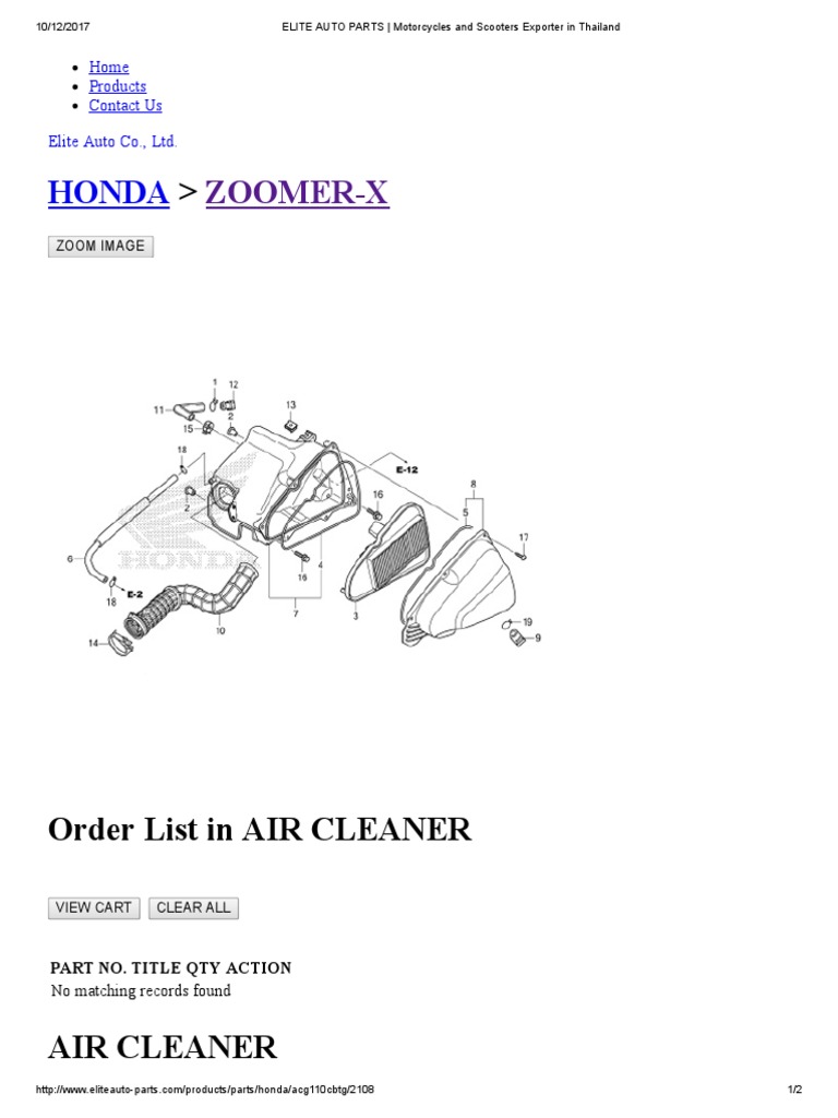 Elite Auto Parts Zoomer Air Cleaner | PDF | Equipment | Land Vehicles