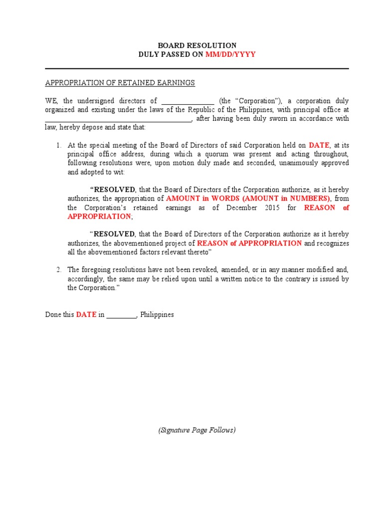 BOARD RESOLUTION - Appropriation of R.E. | PDF | Justice | Crime & Violence