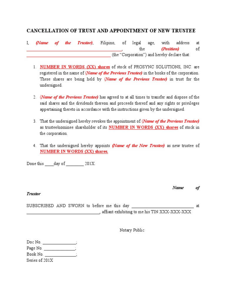 Trust Deed Cancellation and Trustee Appointment | PDF