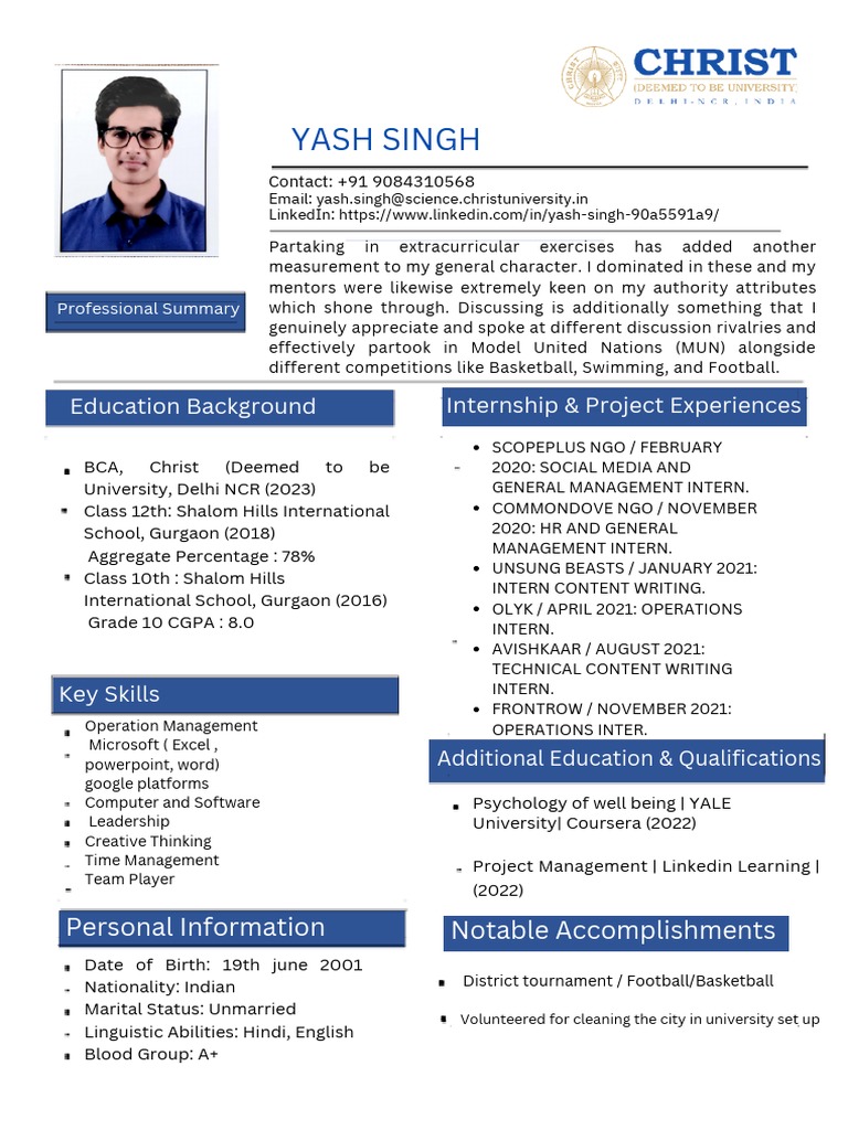 Christ Yash CV PDF | PDF