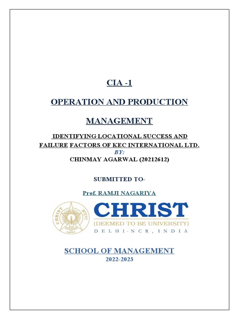 Cia-1 Operation and Production Management 20212612 | PDF ...