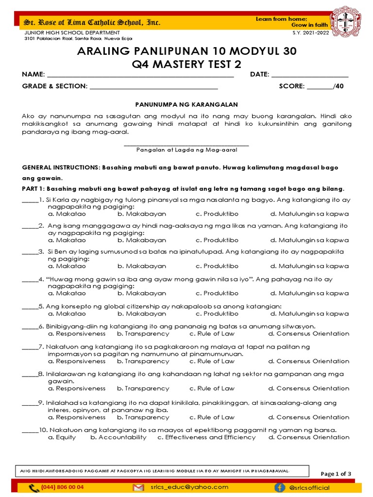 Araling Panlipunan 10 Module 30 | PDF