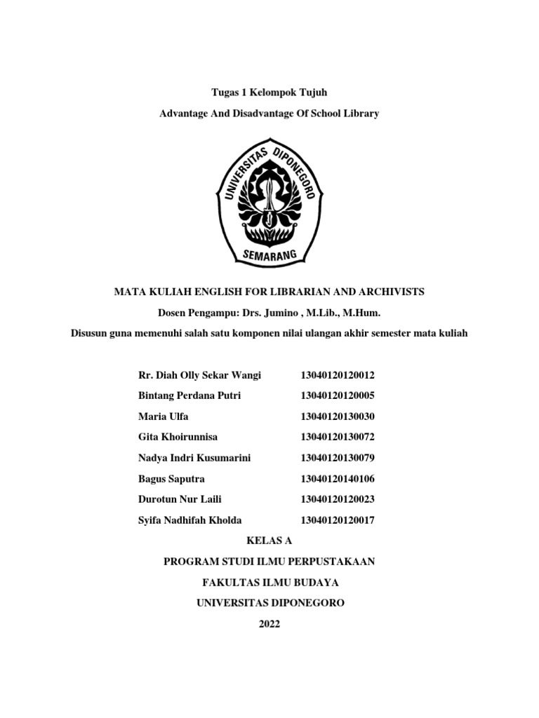 Kelompok 7 - Advantage and Disadvantage of School Library | Download ...