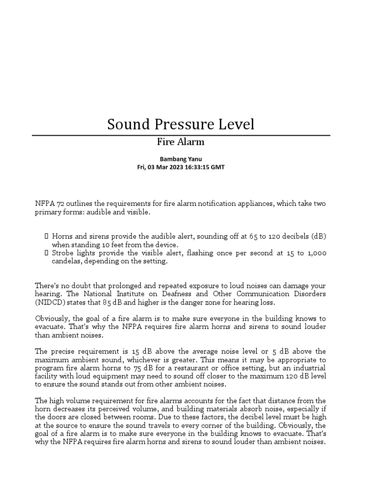 Fire Alarm Noise Level | PDF | Acoustics | Sound