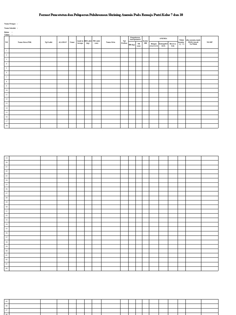 Format Skrining Rematri 2023 | PDF