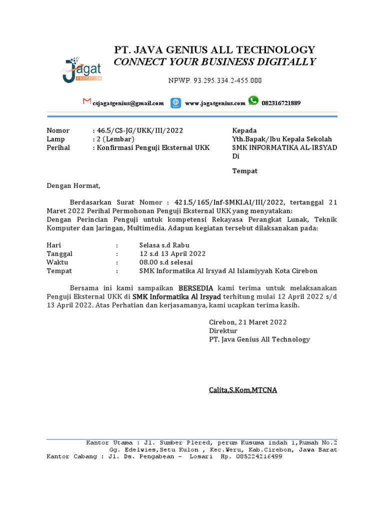 Surat Balasan 465 UJIKOM | PDF