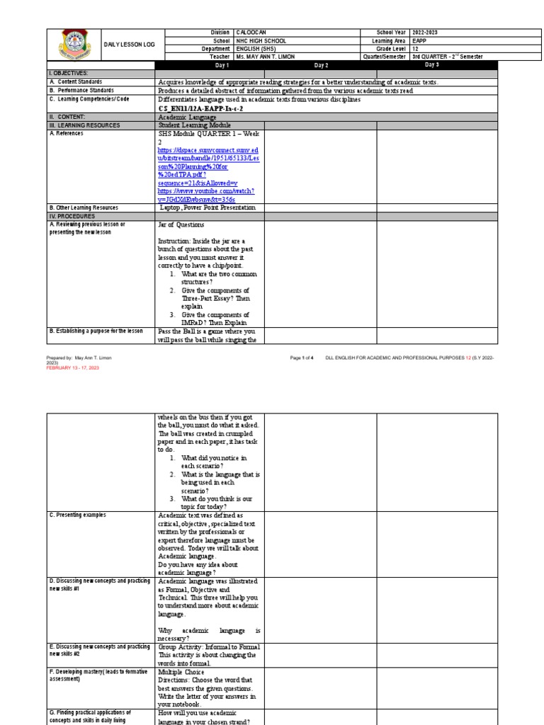 DLP Sample | Download Free PDF | Concept | Educational Technology