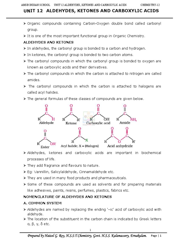 Aldehydes, Ketones & Carboxylic Acids Guide | PDF | Aldehyde ...