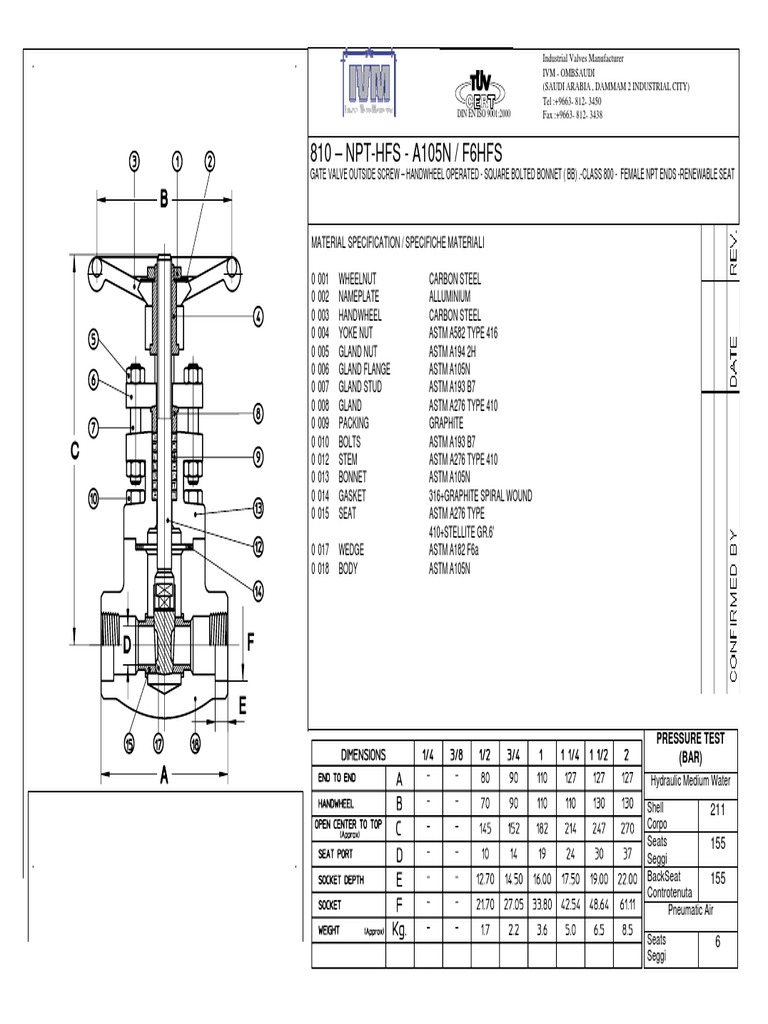 IVM GATE VALVE 810 NPT A105N | PDF | Valve | Chemical Engineering