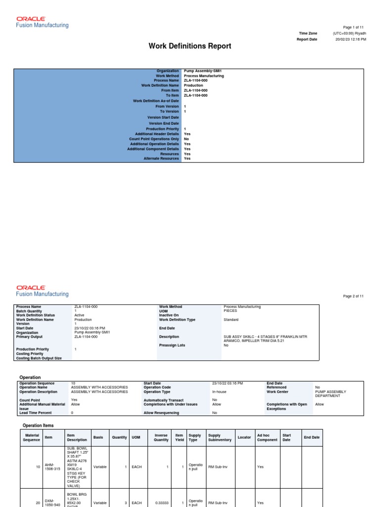 Print Work Definition Report - 300000133439714 | PDF | Screw | Equipment