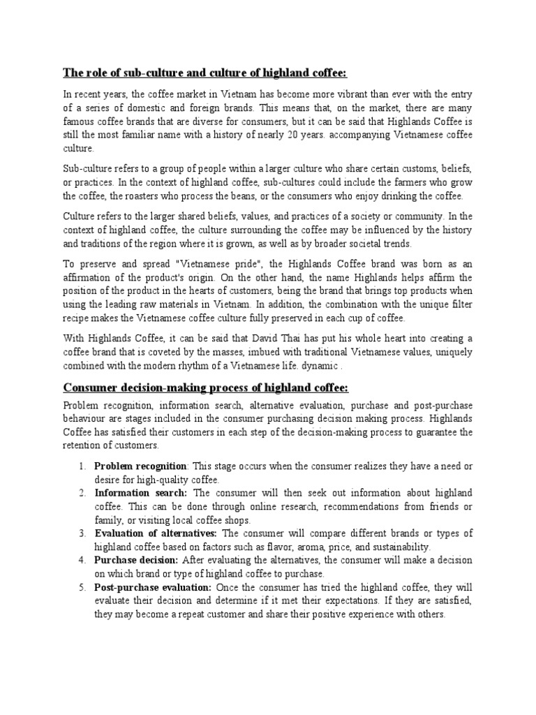 Behavior Highland | PDF | Consumer Behaviour | Coffee