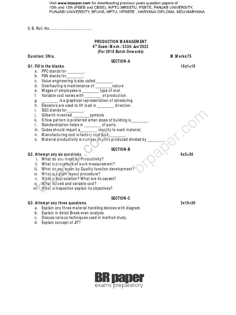 Diploma Engineer Question Paper-2 | PDF | Business | Business Process