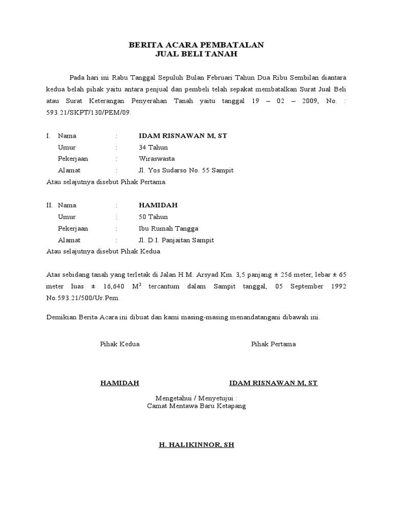 Berita Acara Pembatalan | PDF | Hukum