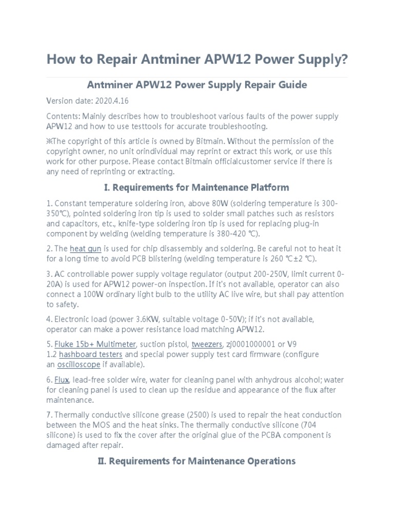 How To Repair Antminer APW12 Power Supply | PDF | Power Supply ...