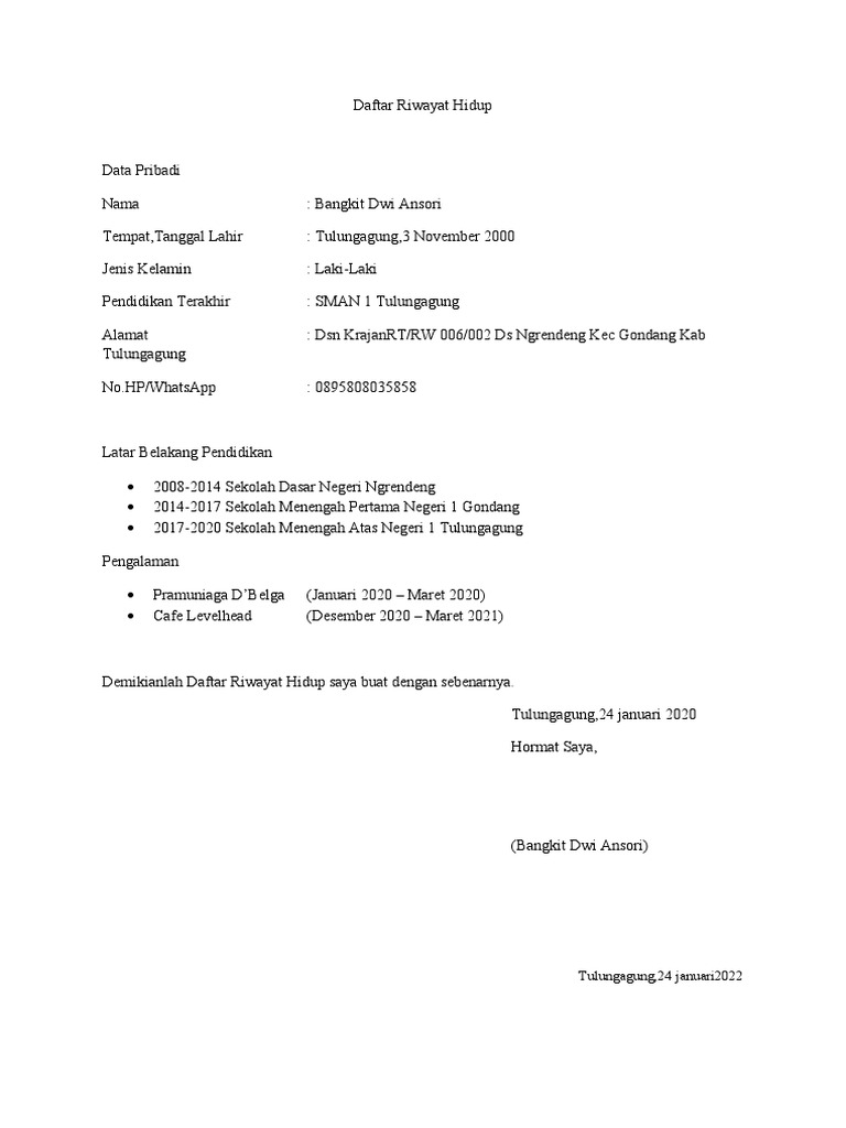 Lamaran Kerja Pama 1 | PDF