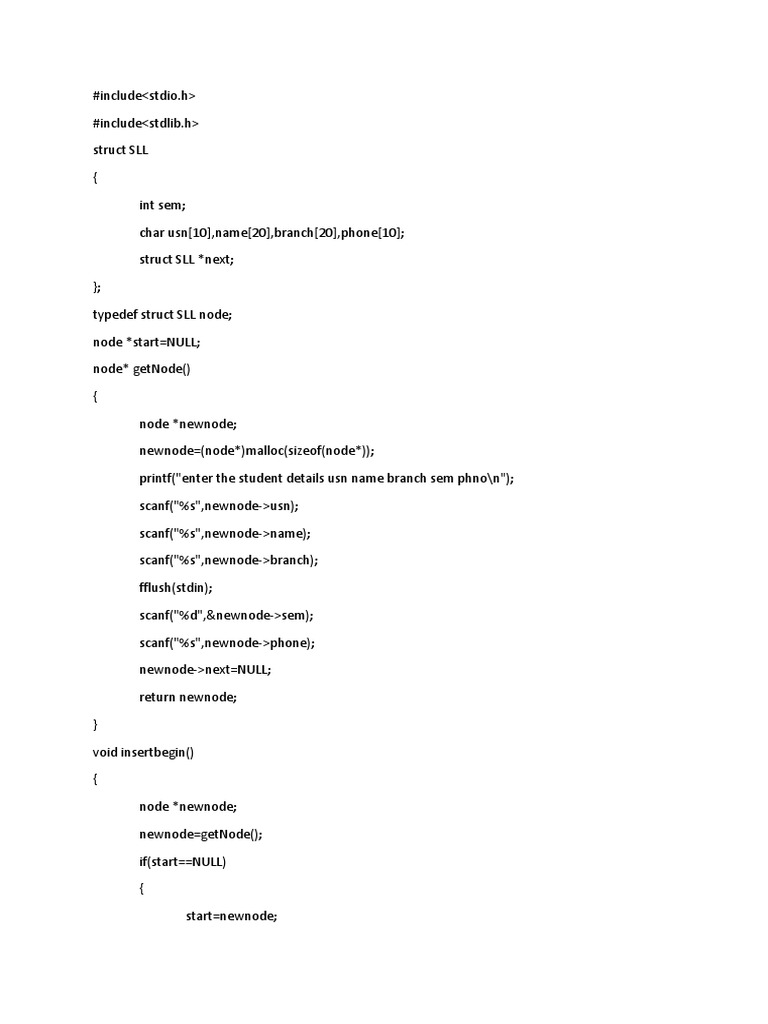 SLL Program | PDF | C++ | Computer Libraries