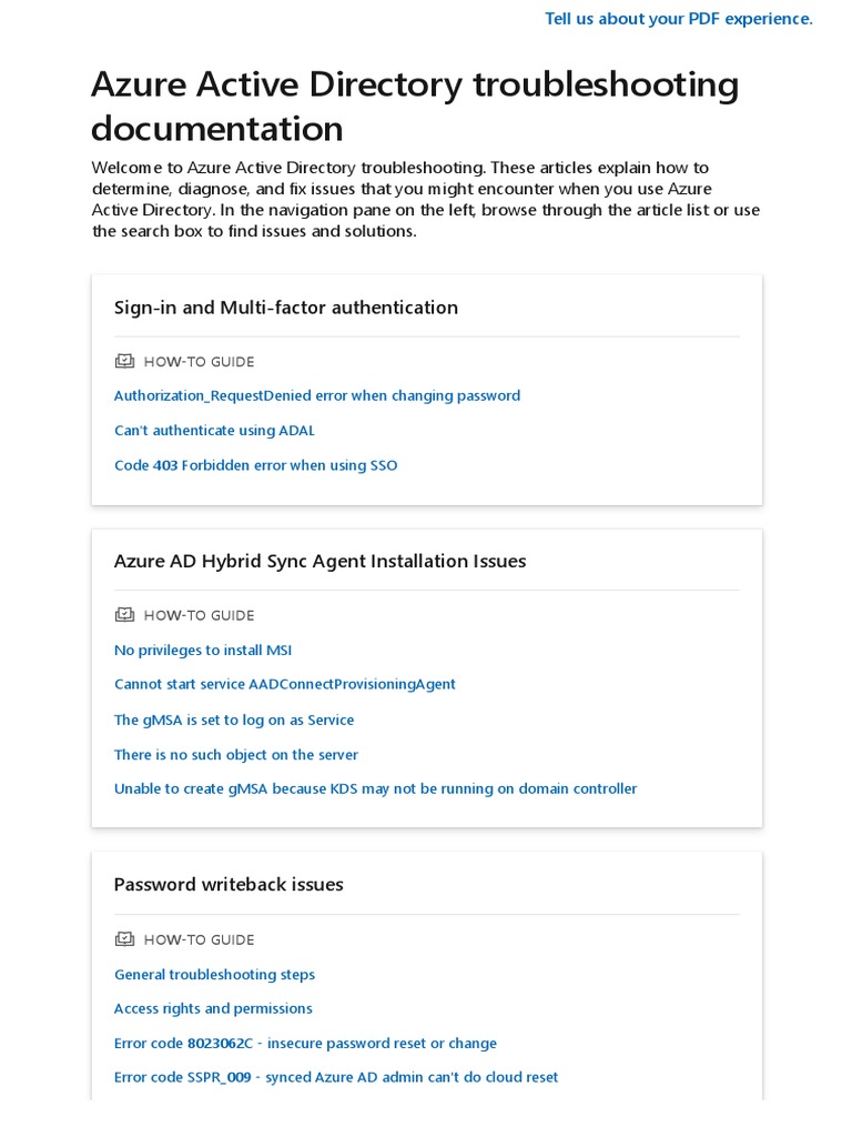 Troubleshoot Azure Active Directory | PDF | Active Directory | Proxy Server