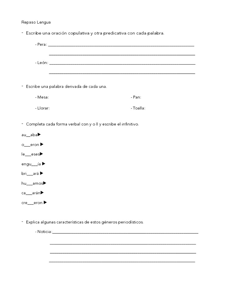 Repaso Lengua 6º Primaria | PDF | Gramática | Sintaxis