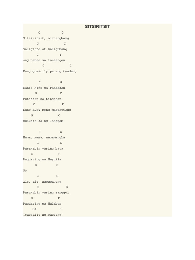 SITSIRITSIT - Chords | PDF