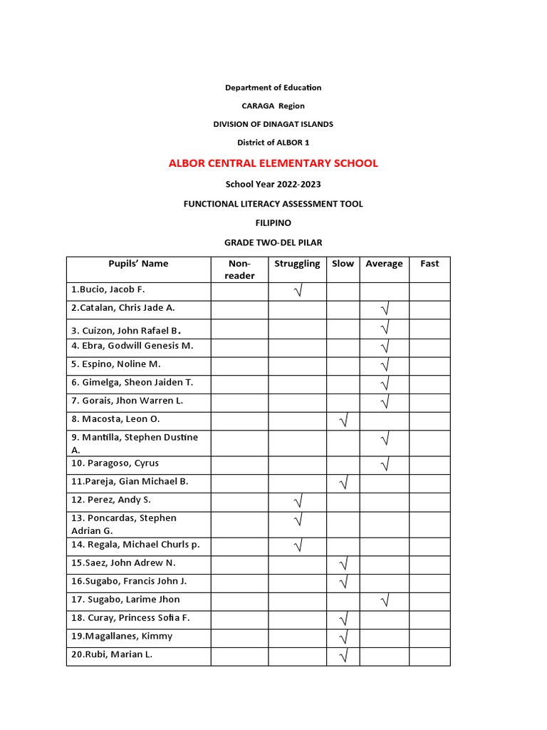 Reading Assessment Tool Pdf