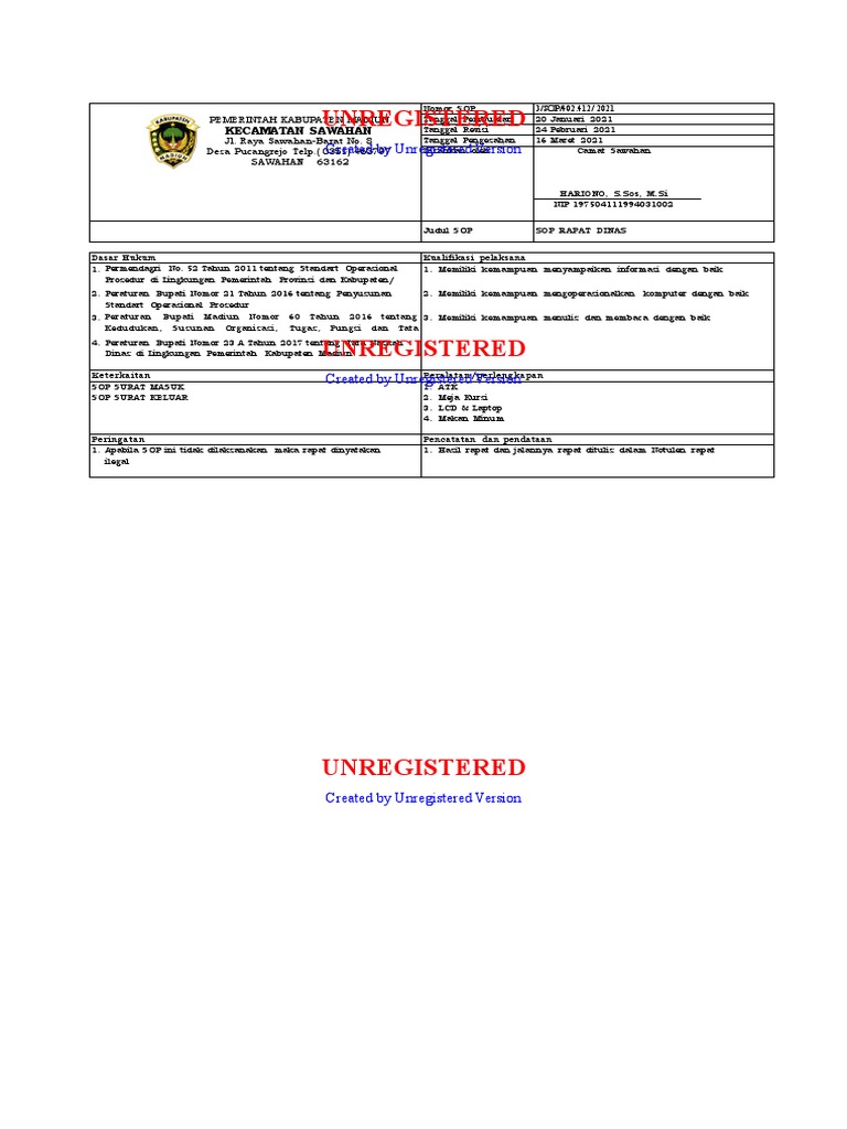 SOP Rapat Dinas | PDF