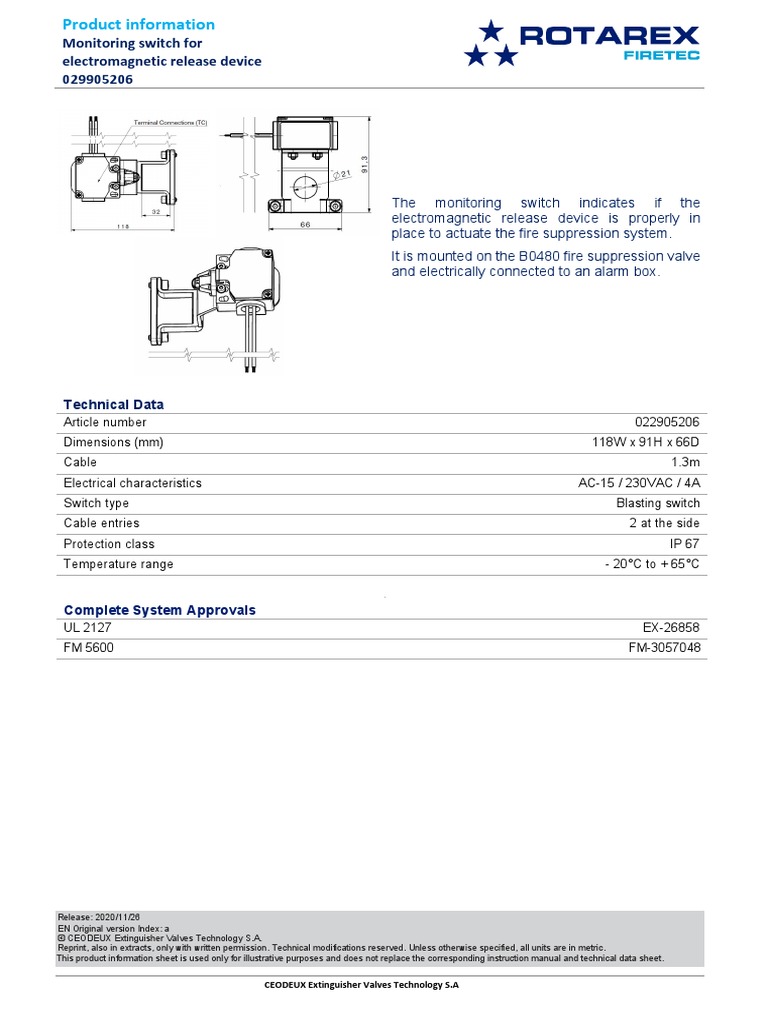 Monitoring Switch 029905206 (With Cable) R01 | PDF | Switch | Manufactured Goods