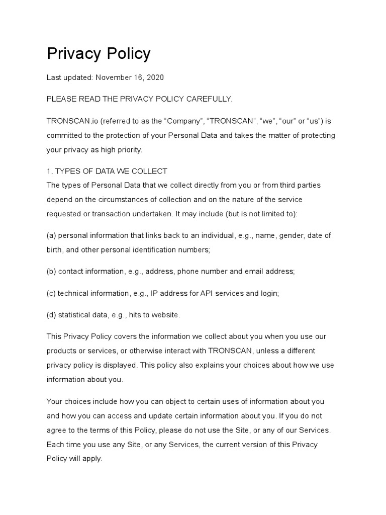 TRONSCAN Privacy Policy | PDF | Http Cookie | Information Privacy