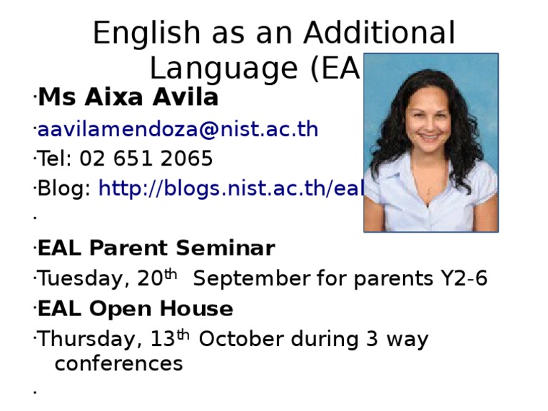 EAL Parent Seminar & Open House Details | PDF