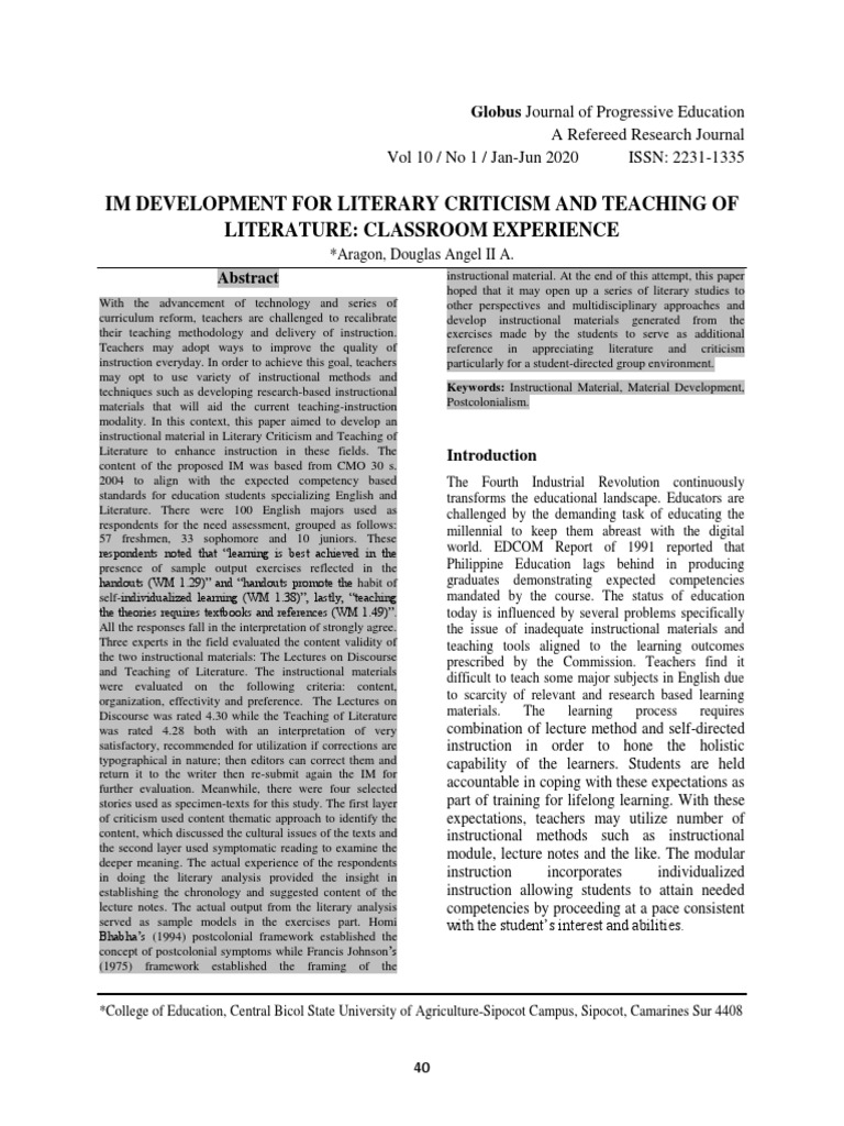Literary Criticism in The Philippines | PDF | Psychoanalysis ...