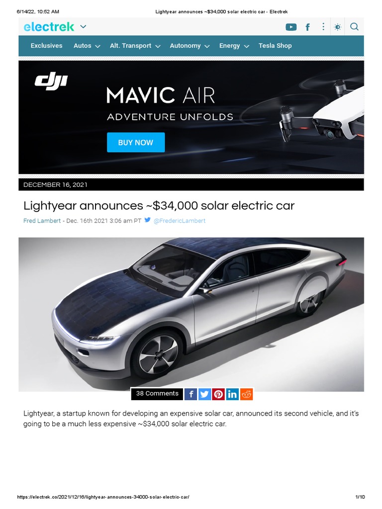 Lightyear's $34K Solar Electric Car | PDF | Electric Vehicle | Car