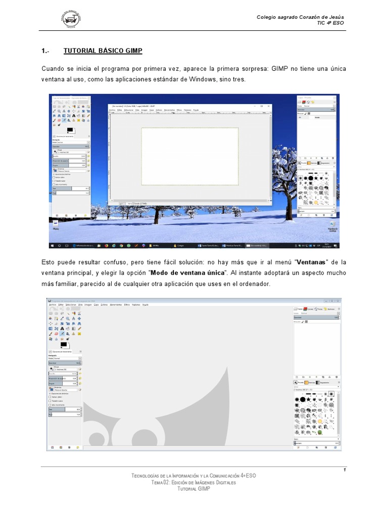 Tutorial Básico GIMP | PDF | Ventana (informática) | Tecnología de ...