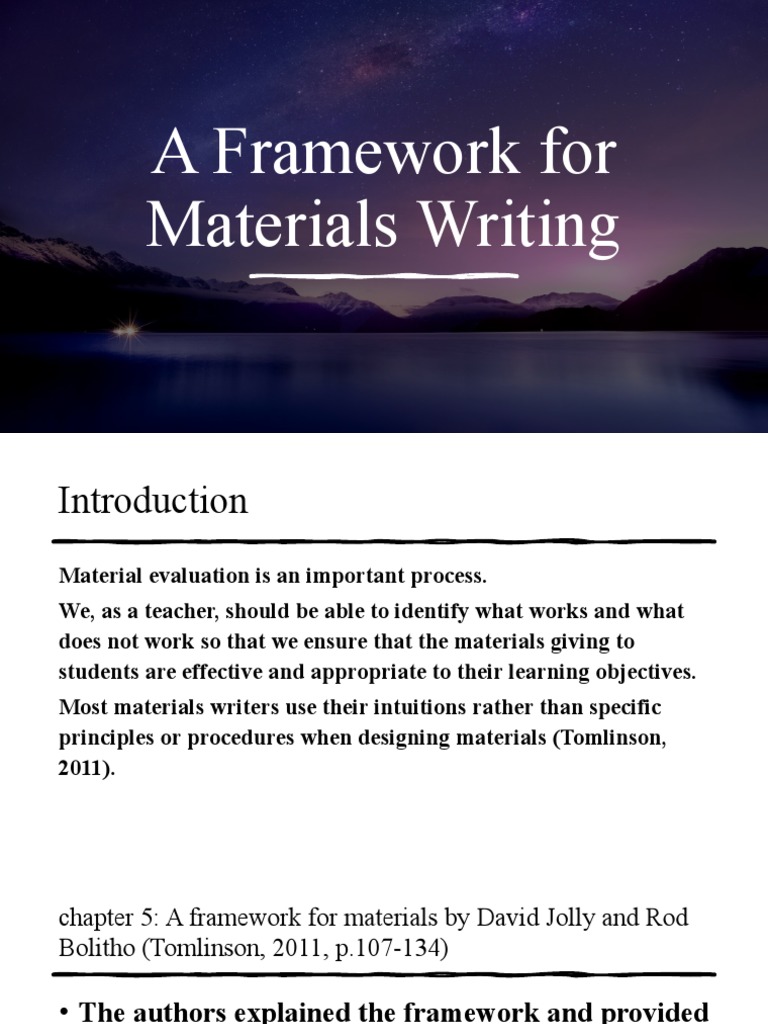 A Framework For Materials Writing | PDF