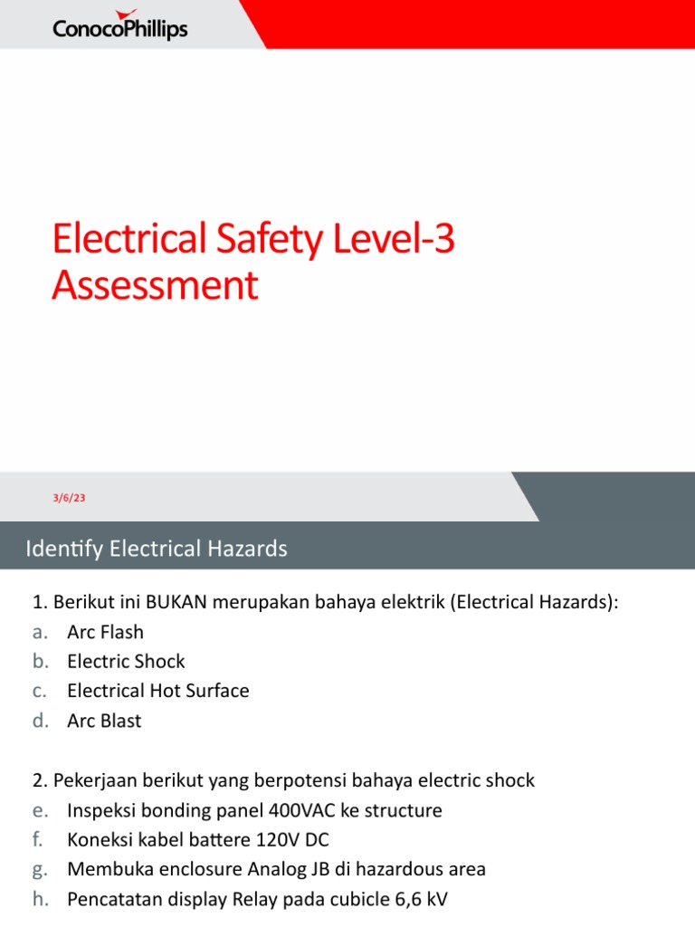 Electrical Safety Level-3 Assessment | PDF