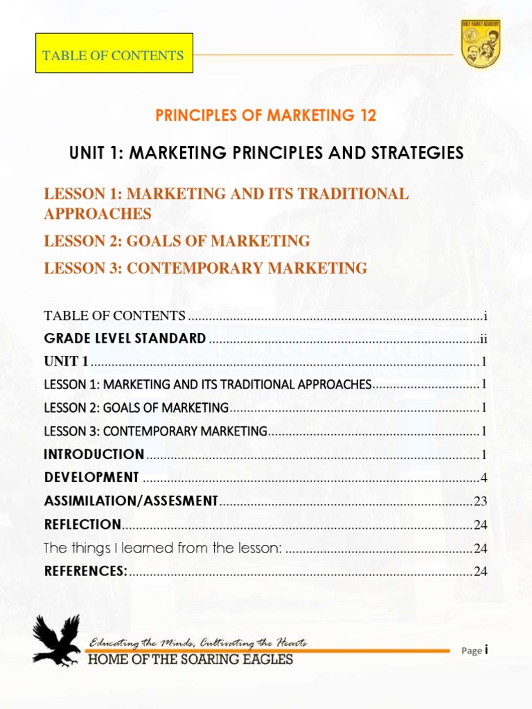 Principles of Marketing - Lesson 1 | PDF | Marketing | Search Engine ...