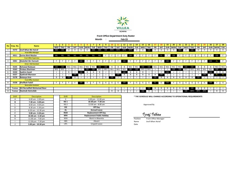 FO Villea Rompin Schedule February 2023 | PDF