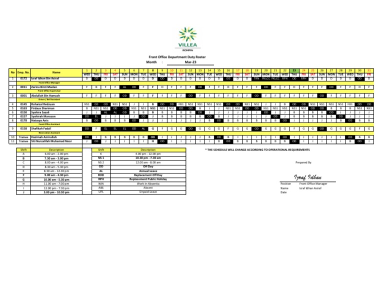 FO VR Schedule March 2023 | PDF