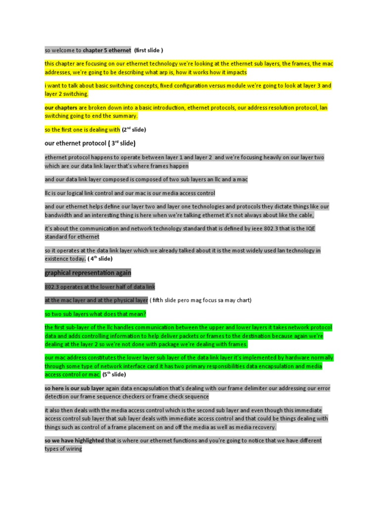 So Welcome To Chapter 5 Ethernet | PDF | Ethernet | Network Switch