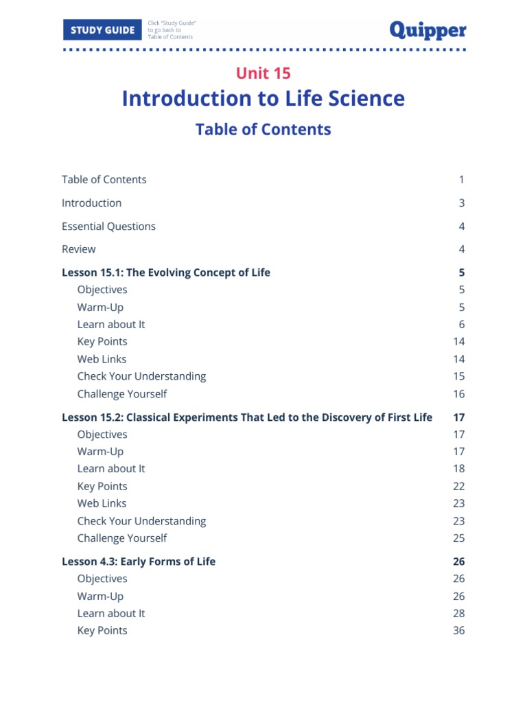 ELS SHS Unit 15 Introduction To Life Science (Study Guide) | PDF | Life ...