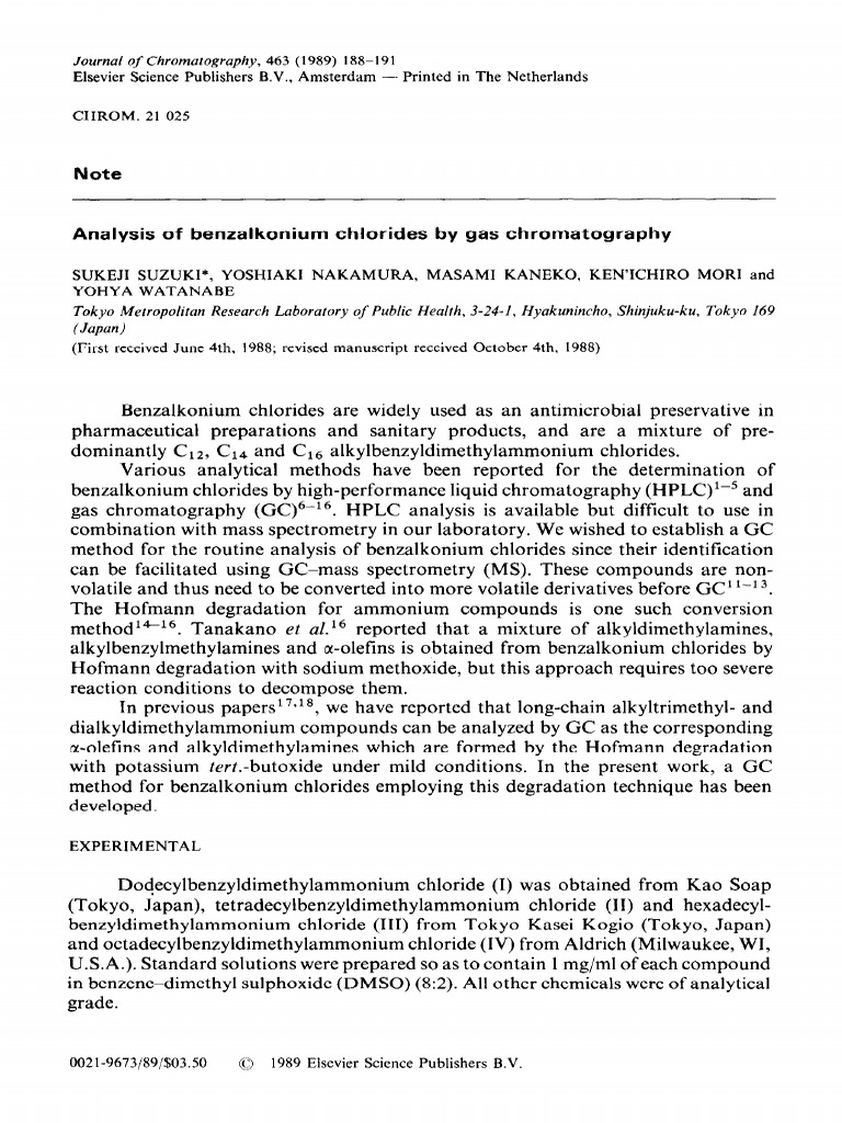 GC Method For BKC | PDF | Gas Chromatography | Chromatography