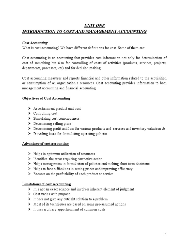 Cost Ch I Pdf Cost Accounting Management Accounting
