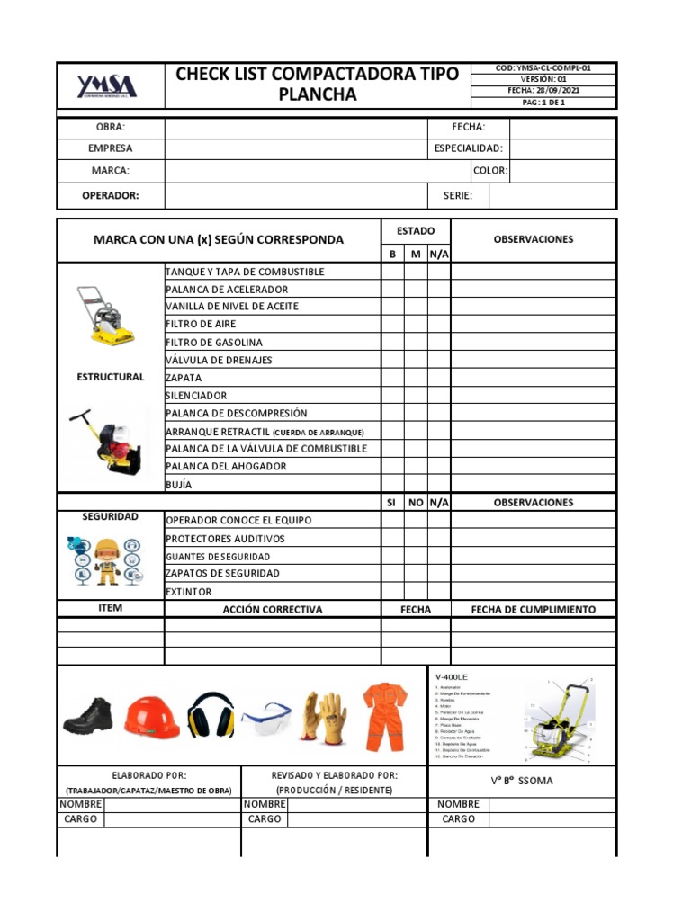 Maintenance checklist for a compacting roller | PDF | Ingeniería ...