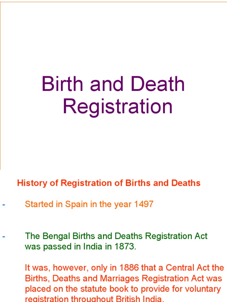 Birth and Death Registration | PDF | Government