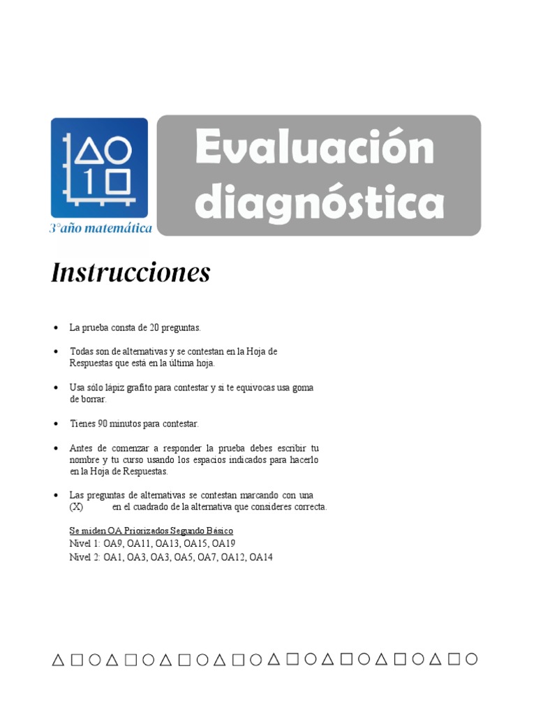 Evaluación Diagnóstica Matematica 3ºb - W-oap | PDF